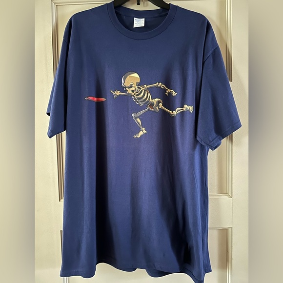 Shirts | Mens 2x Navy Blue Disc Golf Skeleton T Shirt | Poshmark